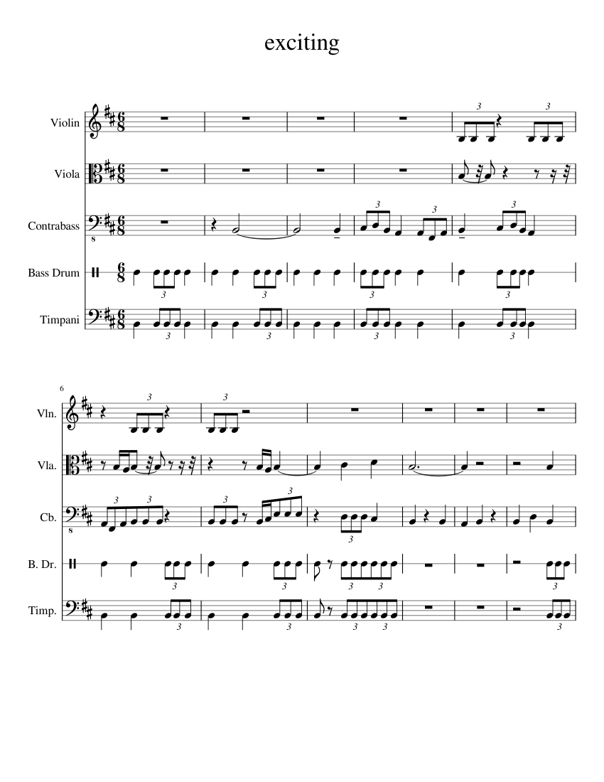 exciting Sheet music for Contrabass, Timpani, Violin, Viola & more ...