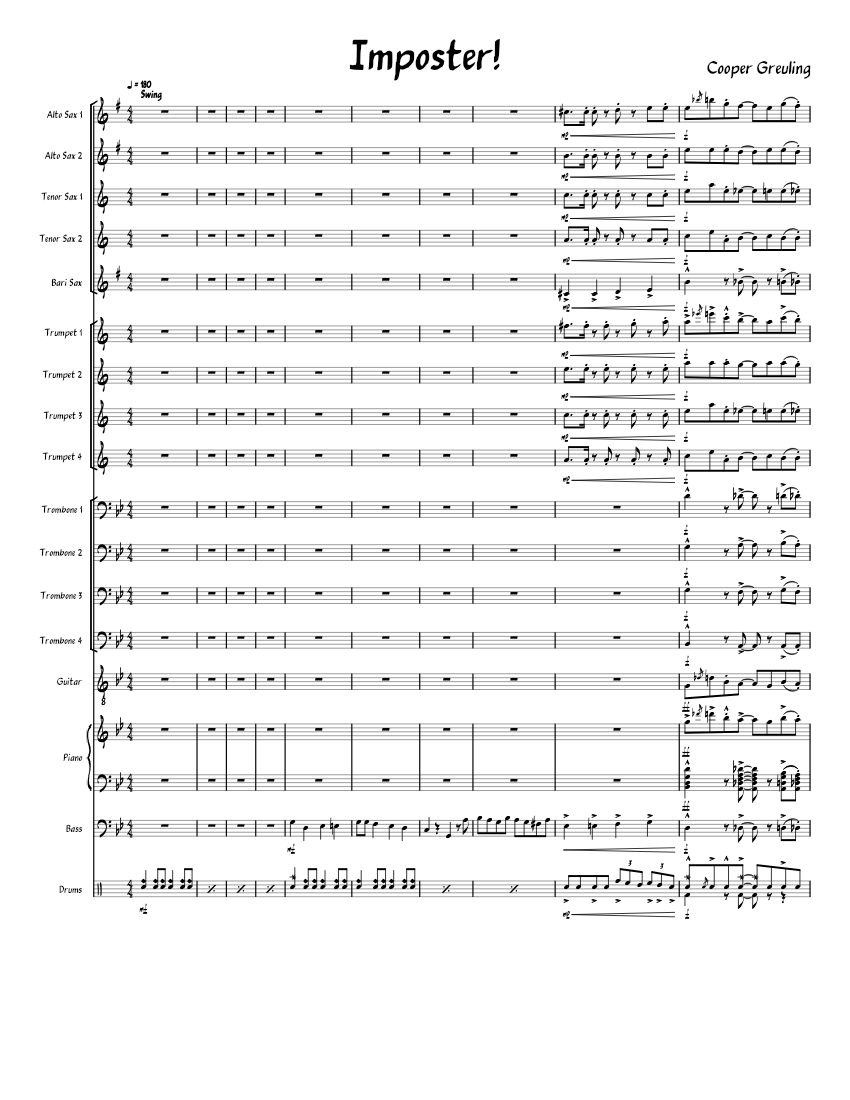 Imposter! (Among Us Song) Sheet Music for Piano, Trombone, Saxophone ...