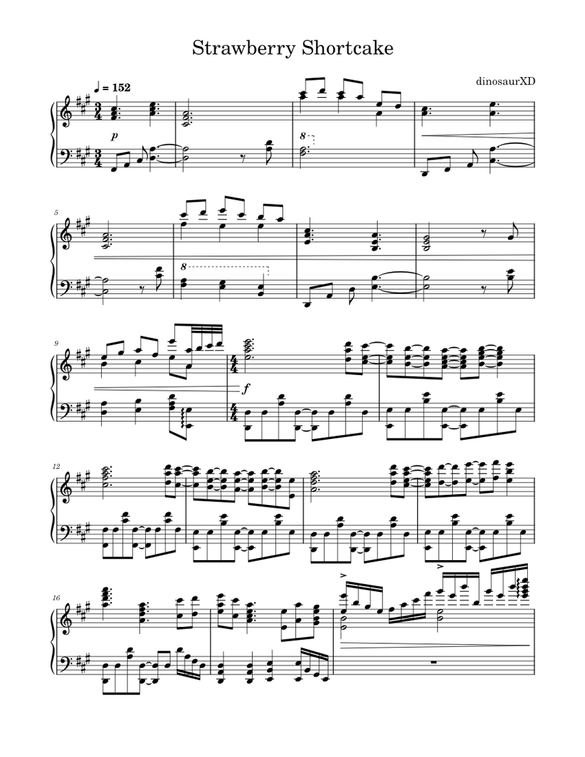 [ORIGINAL COMPOSITION] Strawberry Shortcake Sheet Music for Piano (Solo ...