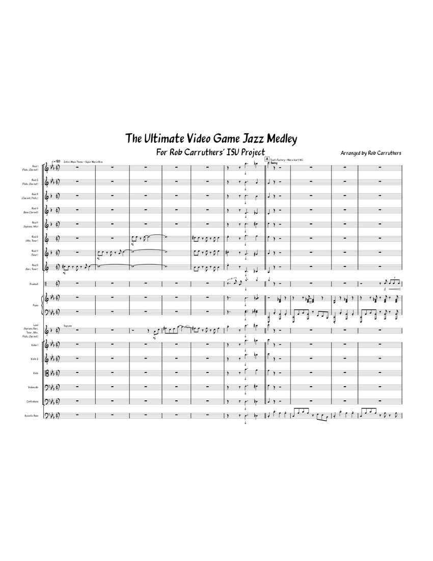 The Ultimate Video Game Jazz Medley Sheet Music with Chords for Piano ...