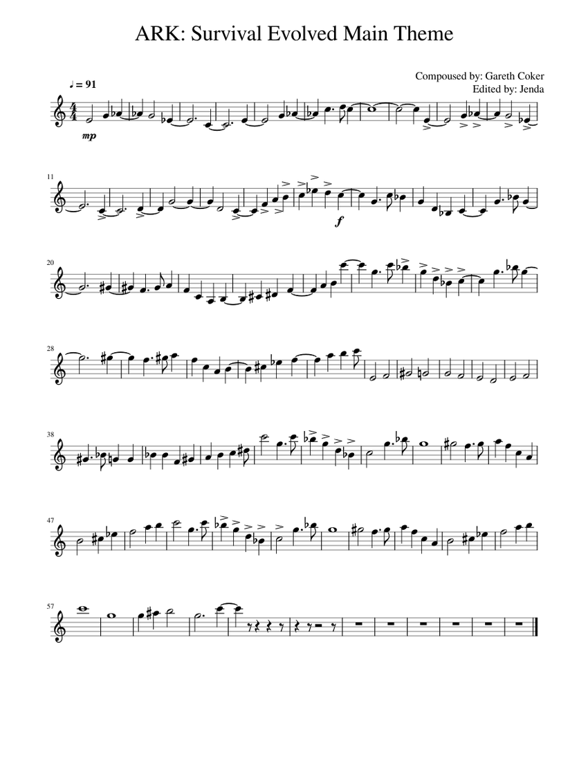 ARK Survival Evolved Main Theme Solo Sheet Music for Trumpet in b-flat ...