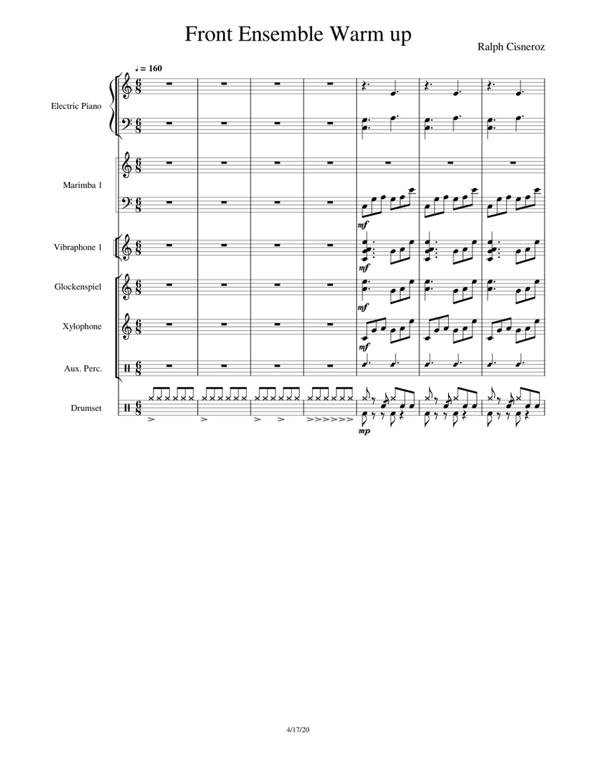Front_Ensemble_Warm_up Sheet music for Piano, Vibraphone, Glockenspiel ...