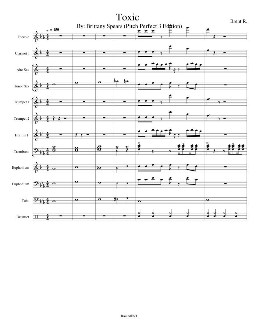 Toxic Sheet music for Trombone, Euphonium, Tuba, Flute piccolo & more ...