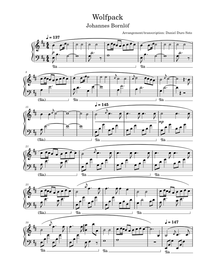 Wolfpack – Johannes Bornlöf Sheet Music for Piano (Solo) Easy ...