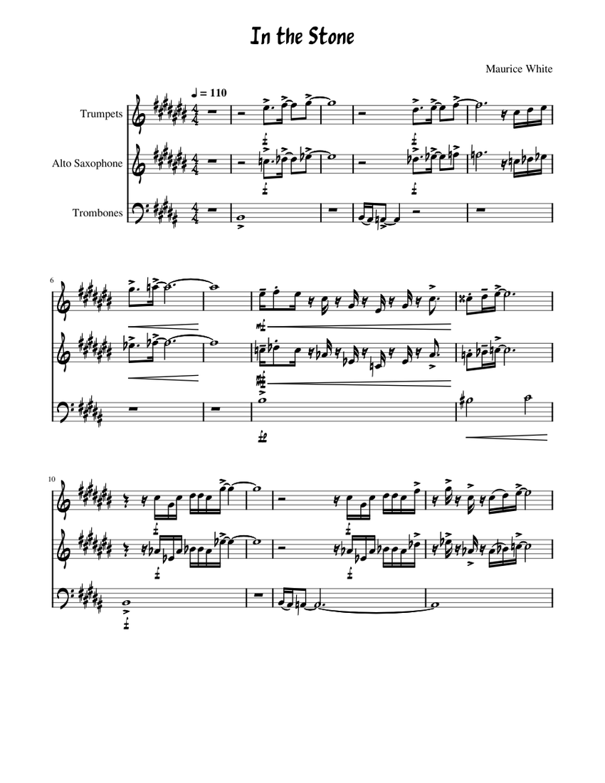 Earth_Wind__Fire_-_In_the_Stone_Trumpet_Alto_Sax_Trombone_Parts Sheet ...