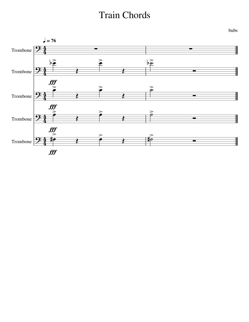 Train Chords Sheet Music for Trombone (Mixed Quintet) | MuseScore.com