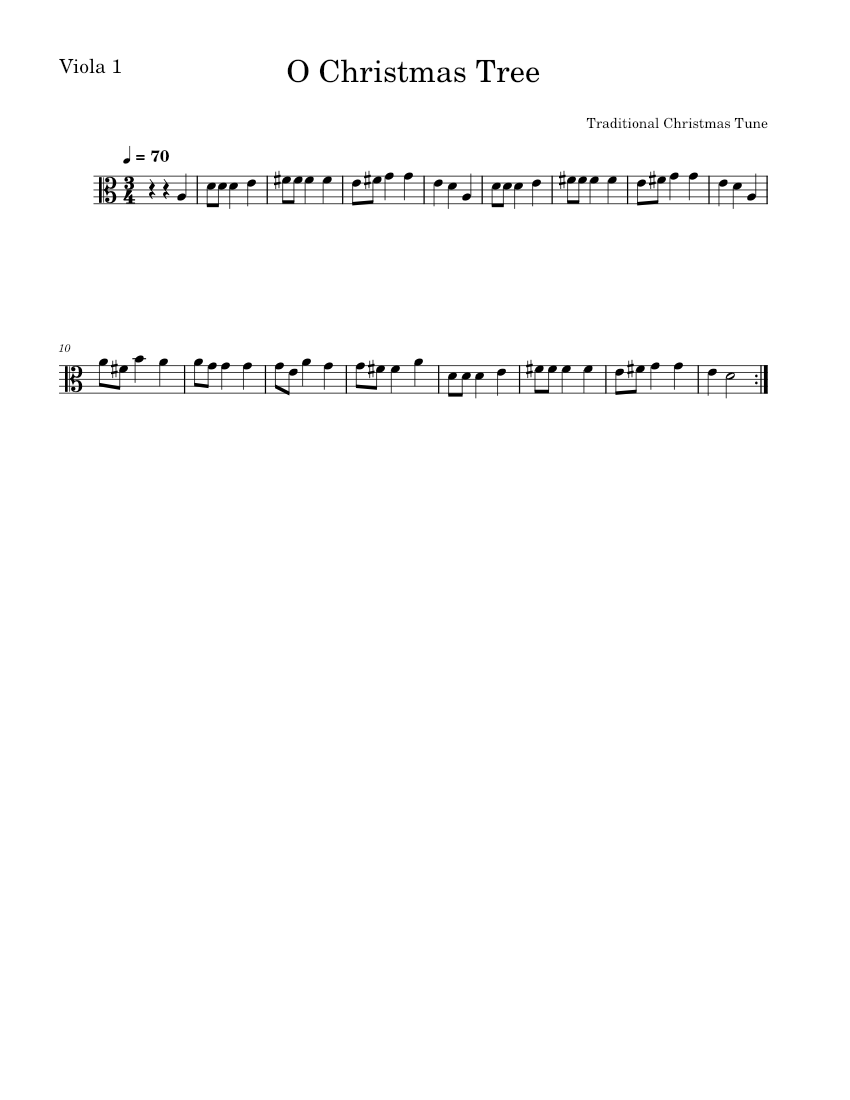 O christmas tree – Misc Christmas O Christmas Tree-Viola 1 Sheet Music ...