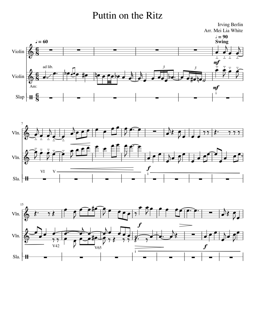 Puttin_on_the_Ritz Sheet music for Violin, Slap (Mixed Trio ...