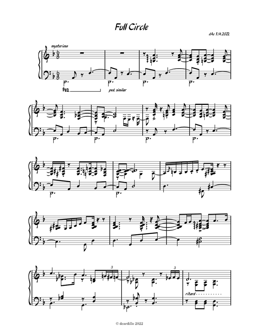full circle Sheet Music for Piano (Solo) | MuseScore.com