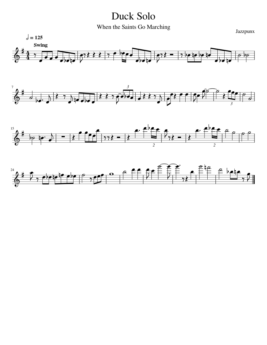 Duck_Solo Sheet Music for Clarinet in b-flat (Solo) | MuseScore.com