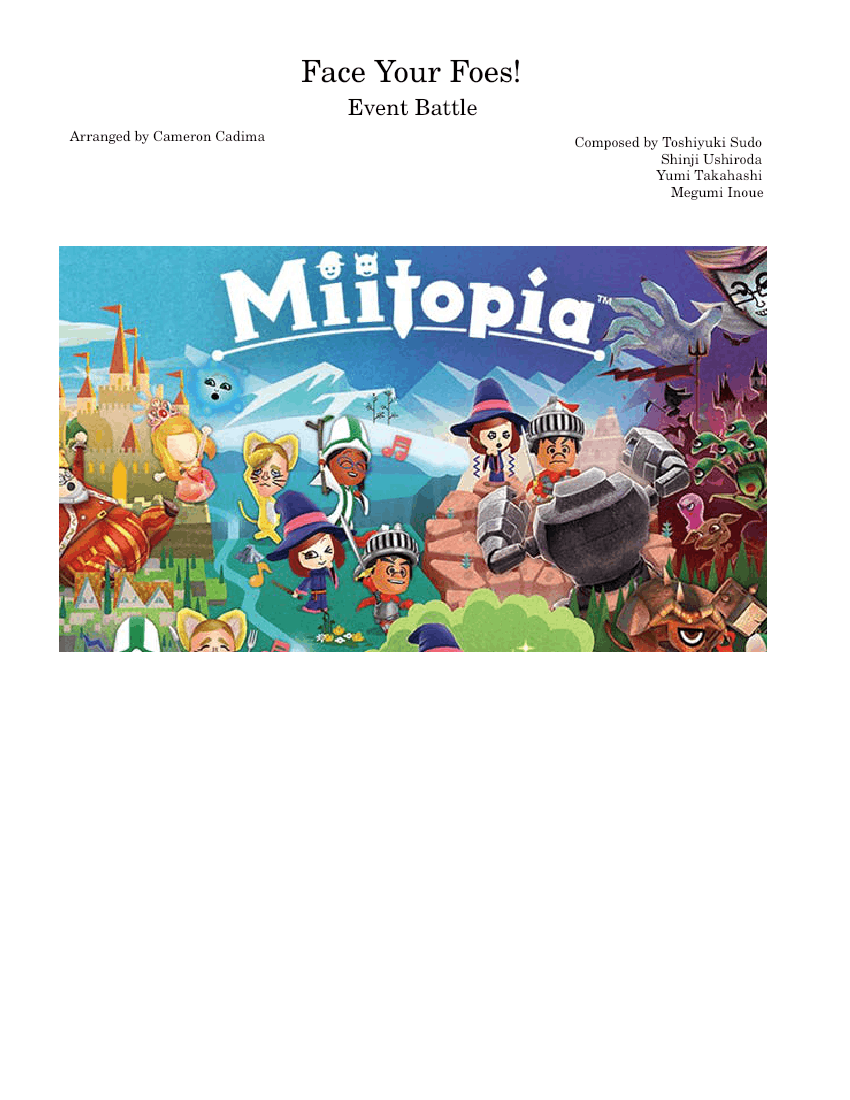 Event Battle (Miitopia) Sheet Music for Guitar, Bass guitar, Drum group ...