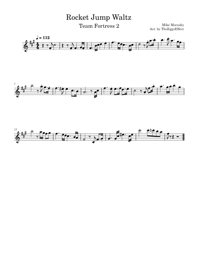 Rocket Jump Waltz - Team Fortress 2 Sheet Music for Clarinet in b-flat ...