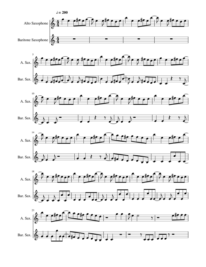 Bari + Alto Sheet music for Saxophone alto, Saxophone baritone ...