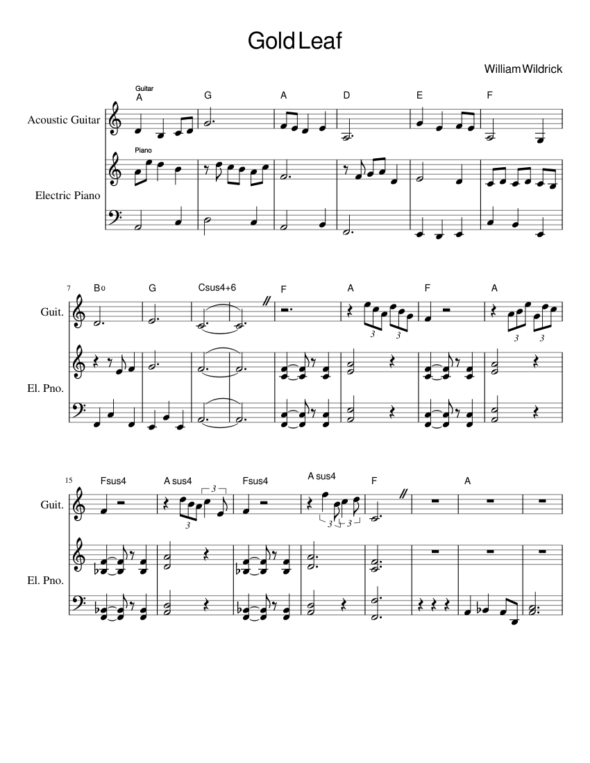 Gold Leaf Sheet music for Organ, Vocals (Mixed Duet) | Musescore.com
