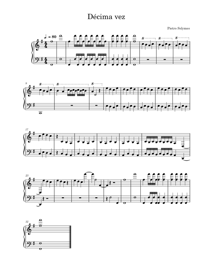 Décima vez Sheet music for Piano (Solo) Easy | Musescore.com