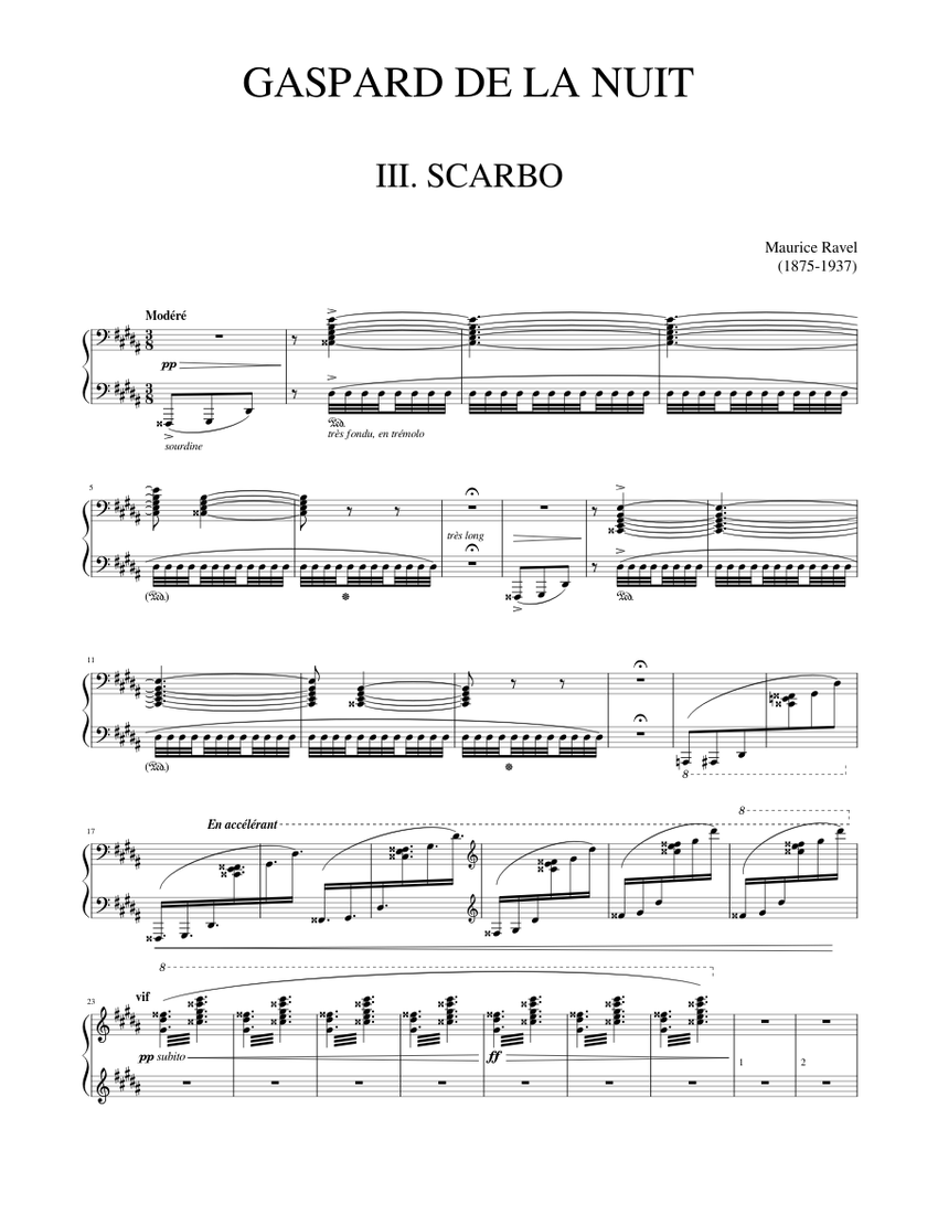 Scarbo - No.3 from Gaspard de la Nuit - Maurice Ravel Sheet Music for ...