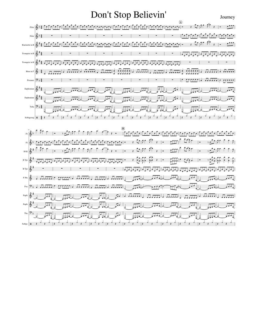 Don't Stop Believin' for Wind Band Sheet music for Trombone, Euphonium, Tuba, Flute & more ...