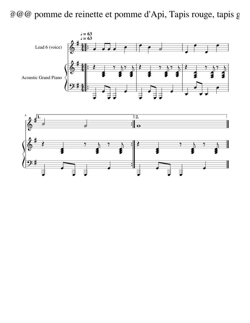 Pomme_de_reinette_et_pomme_d'Api,_Tapis_rouge,_tapis_gris Sheet music ...