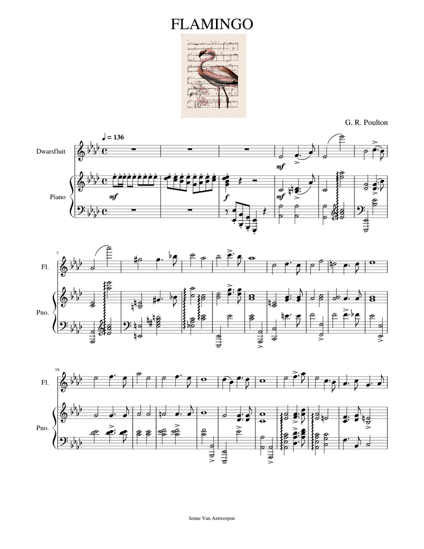 FLAMINGO – G.R.Poulton Sheet music for Piano, Flute (Solo) | Musescore.com
