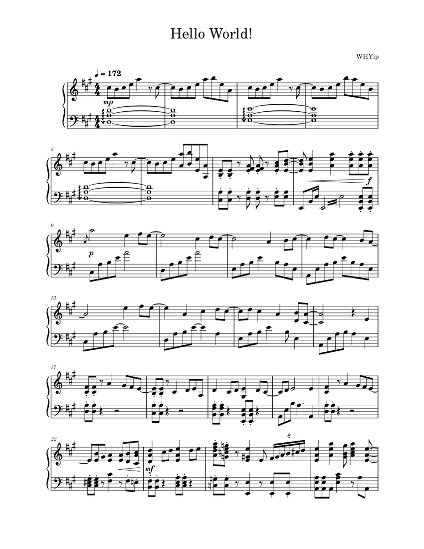 Hello World! Sheet Music for Piano (Solo) | MuseScore.com
