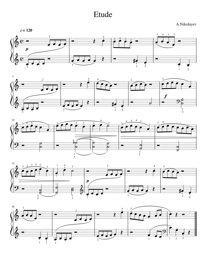 Etude - A. Nikolayev Sheet Music for Piano (Solo) easy | MuseScore.com