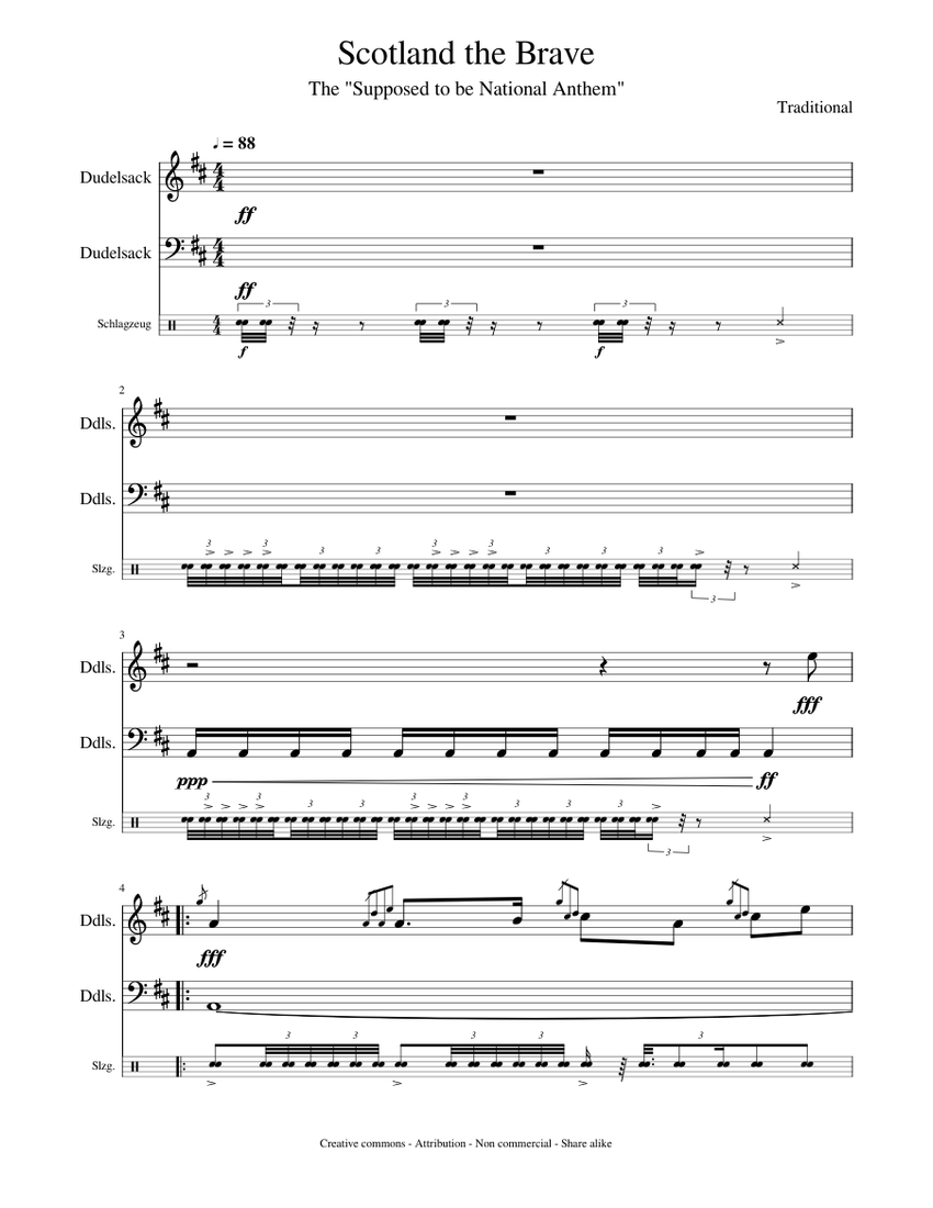 Scotland_the_Brave Sheet Music for Drum group, Pipes (Marching Band ...
