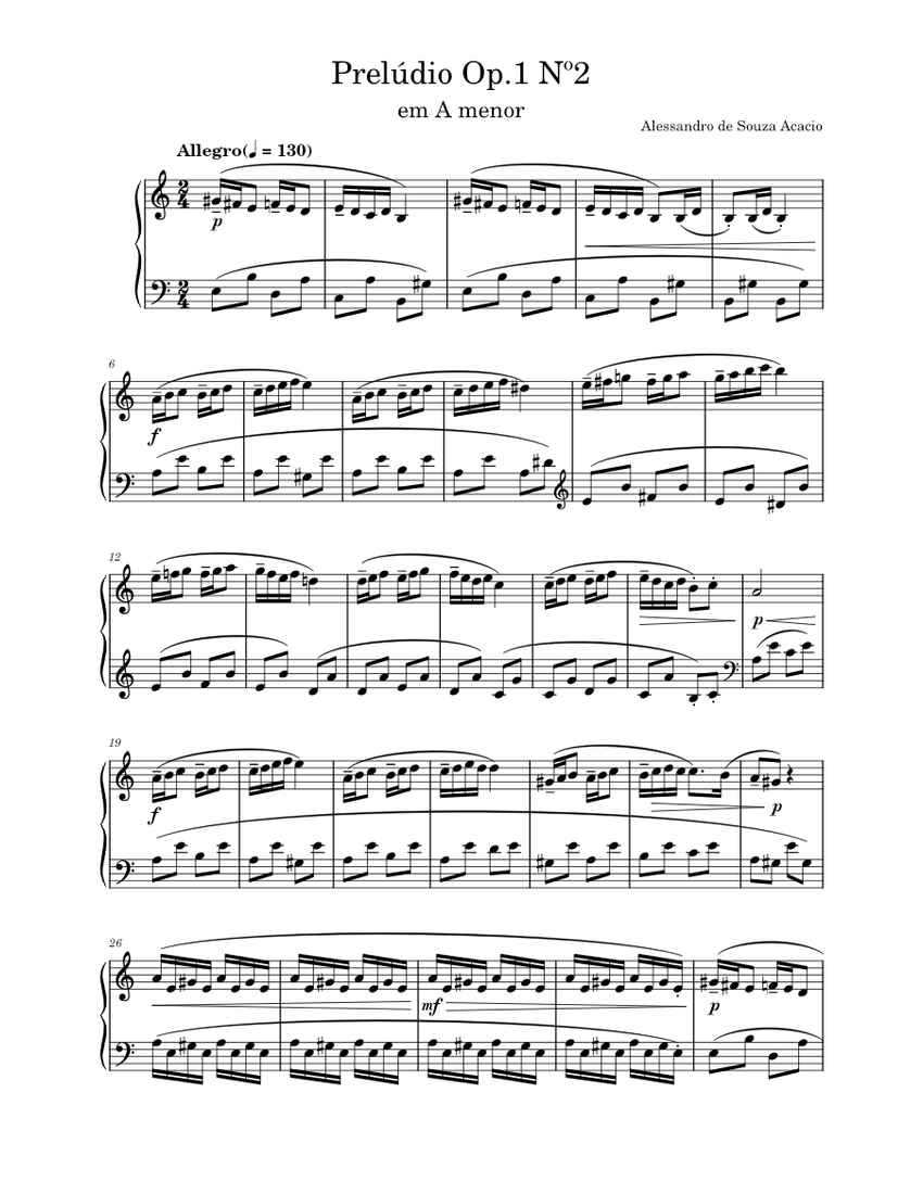 Prelúdio Op.1 Nº2 Sheet music for Piano (Solo) Easy | Musescore.com
