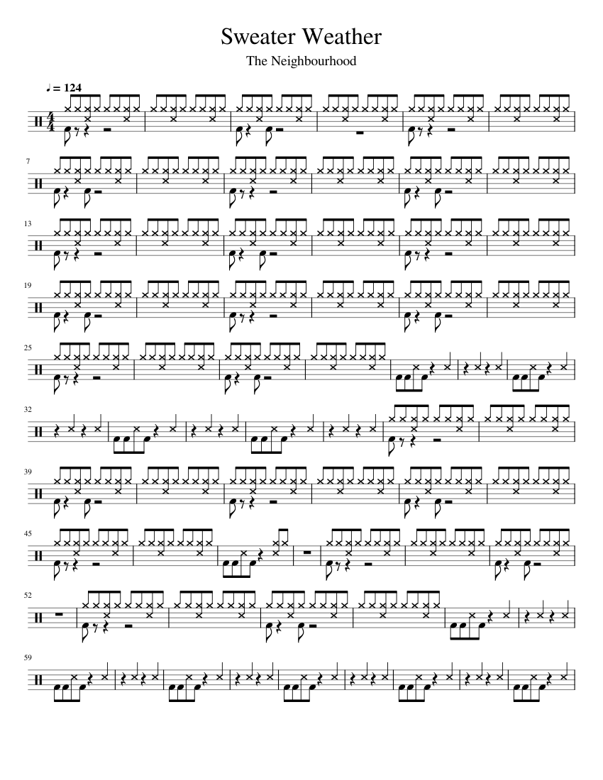 Sweater Weather - The Neighbourhood / Drum Sheet Music Sheet Music for ...