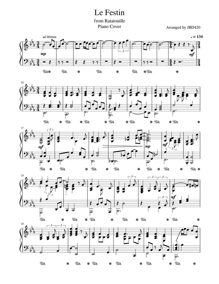Le Festin (from Ratatouille) Sheet Music for Piano (Solo) | MuseScore.com