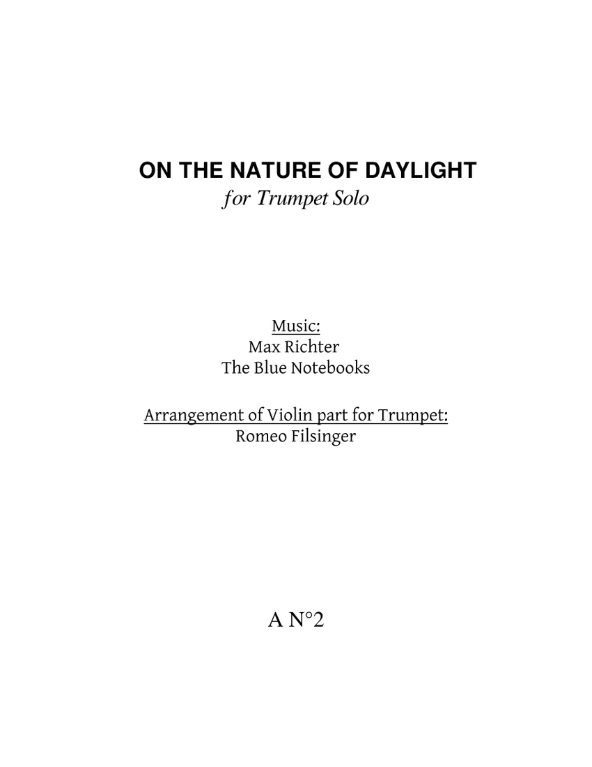 On The Nature of Daylight for Trumpet Solo Sheet music for Trumpet in b ...