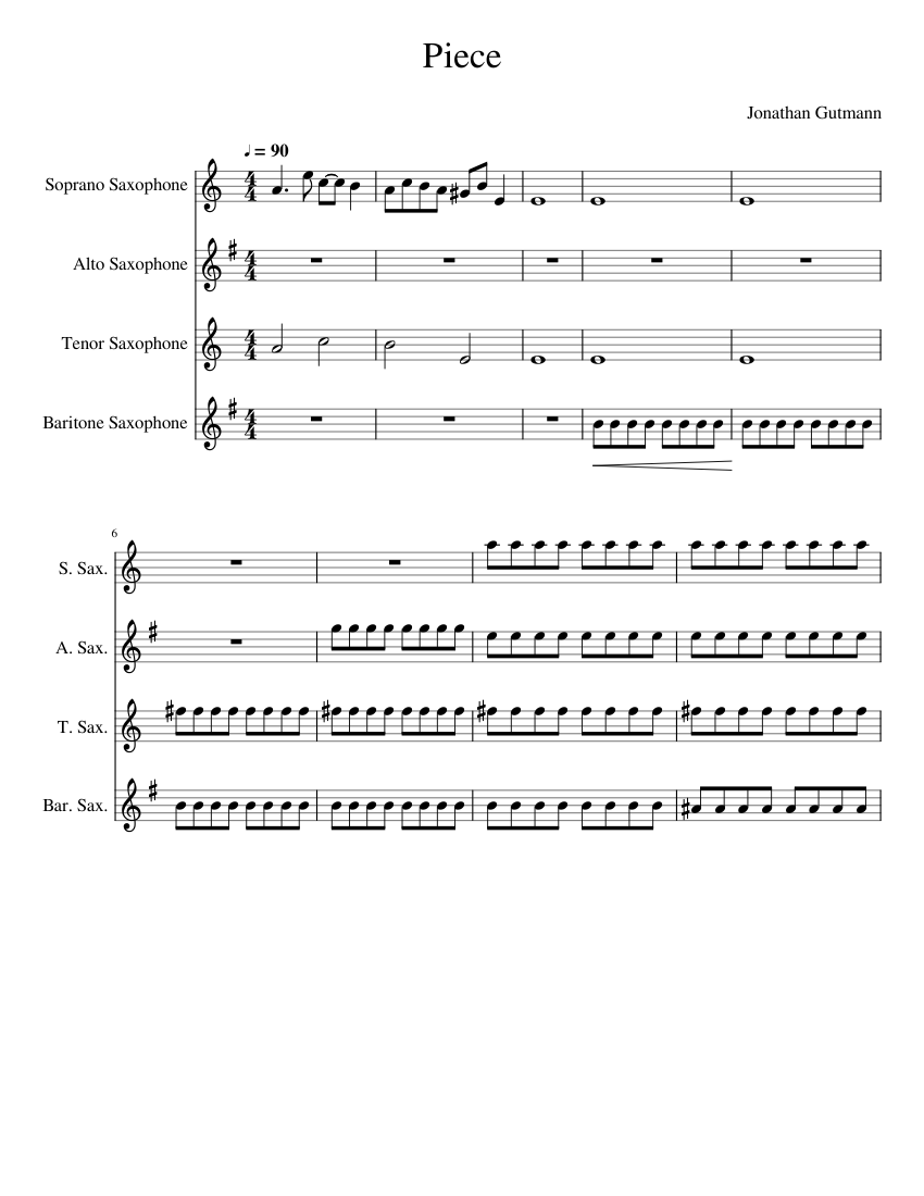 Piece Sheet music for Saxophone alto, Saxophone tenor, Saxophone ...