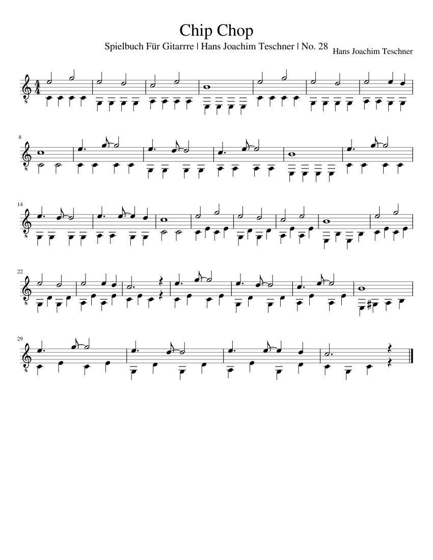 Chip y chop theme – Misc Cartoons Chip Chop Sheet Music for Guitar ...