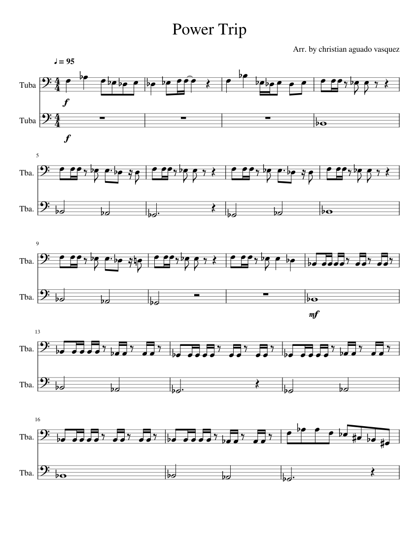 Power Trip Tuba Fanfare Sheet Music for Tuba (Brass Duet) | MuseScore.com