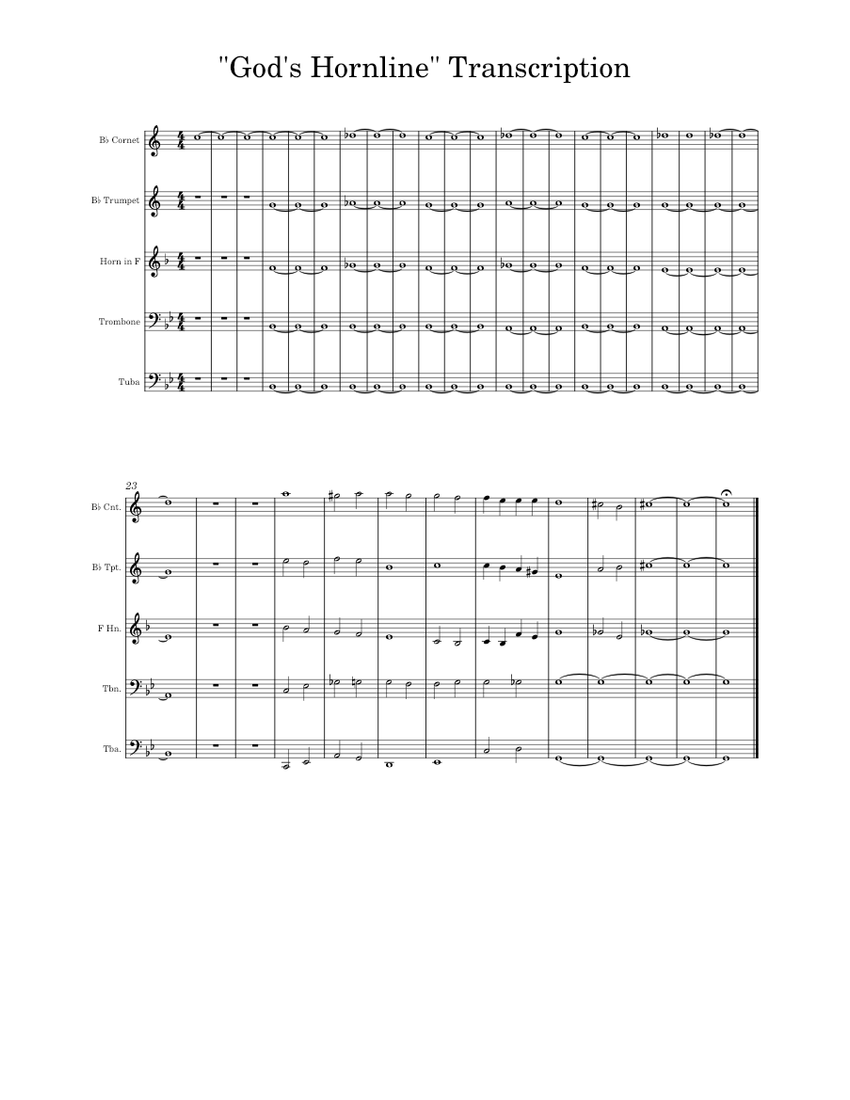 God's Hornline Transcription Sheet Music for Trombone, Cornet, Tuba ...