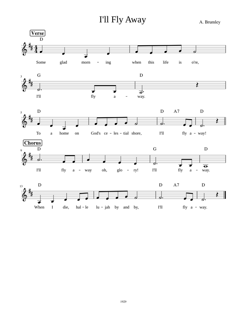 I'll Fly Away – Albert E. Brumley Sheet music for Piano (Solo ...