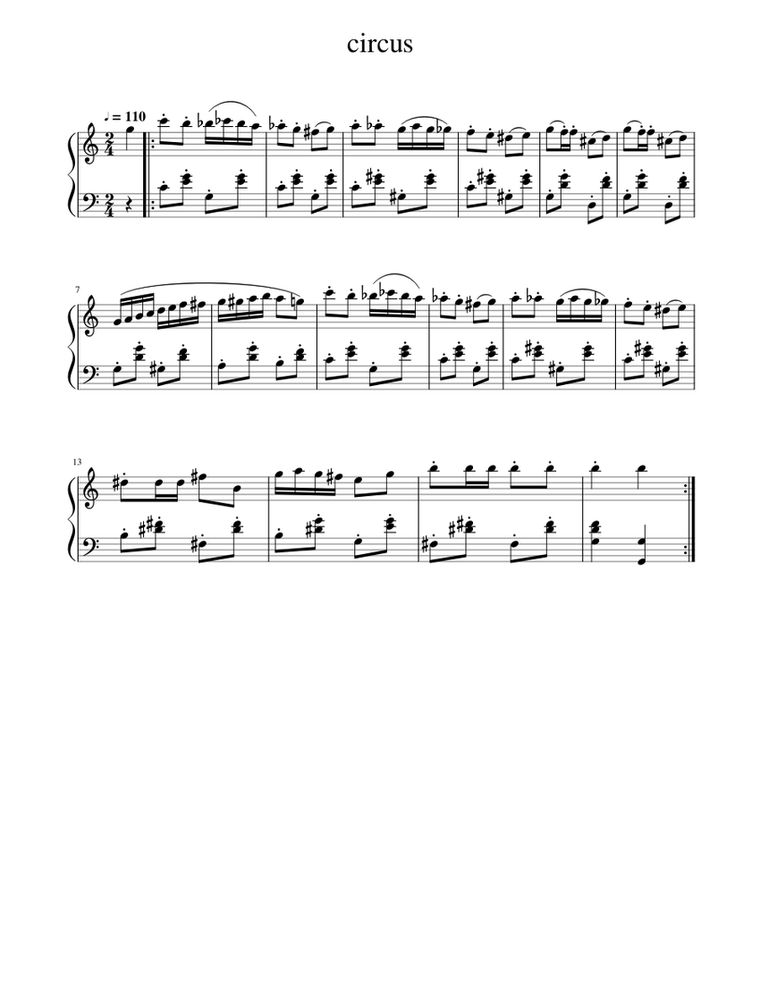 circus Sheet Music for Piano (Solo) Easy | MuseScore.com