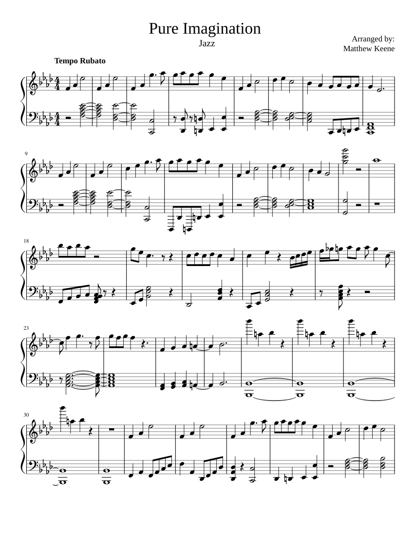 Pure Imagination Sheet music for Piano (Solo) Easy | Musescore.com