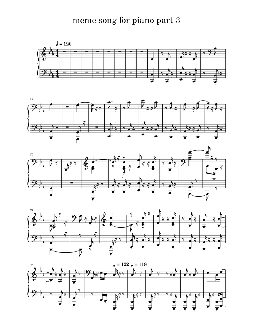 meme song for piano part 3 Sheet Music for Piano (Solo) | MuseScore.com