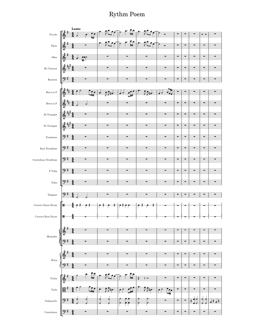 Rythm_Poem Sheet music for Trombone, Tuba, Trombone bass, Flute piccolo ...