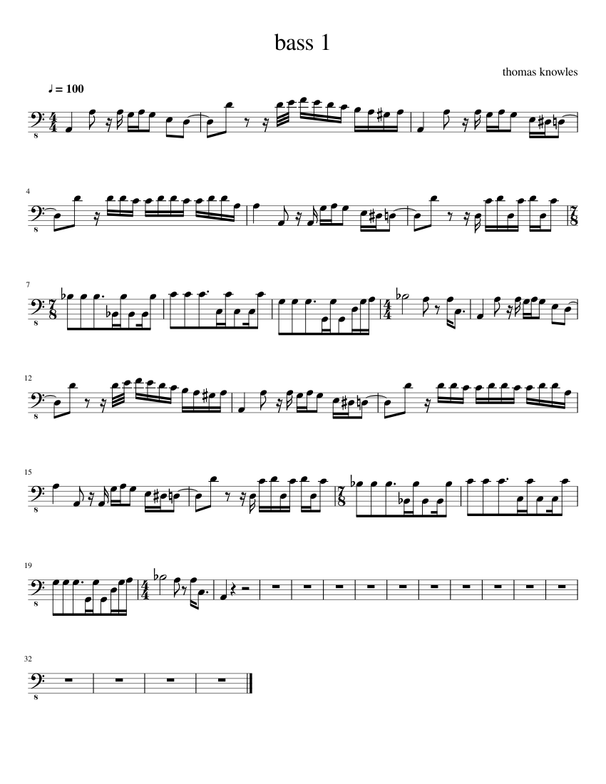 bass 1 Sheet music for Bass guitar (Solo) | Musescore.com
