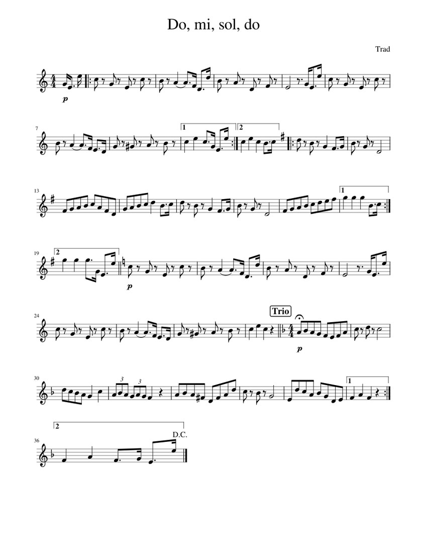 Traditional music - Do, mi, sol, do Sheet music for Piano (Solo) Easy ...