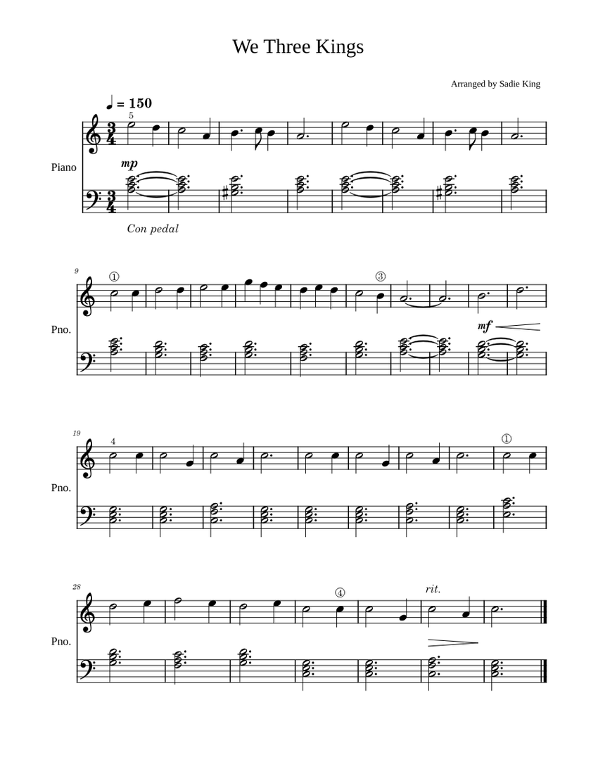 We Three Kings - Easier Piano Sheet music for Piano (Solo) Easy ...