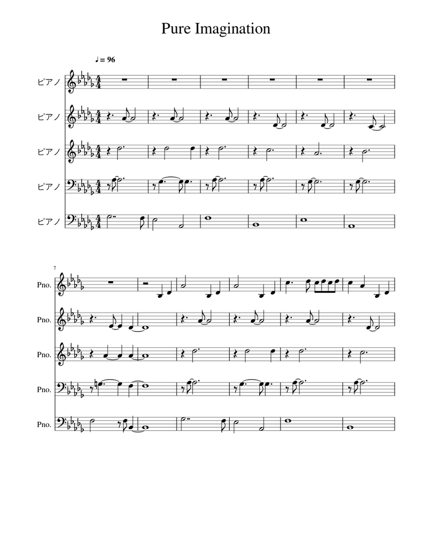 Pure Imagination Sheet music for Piano (Mixed Quintet) | Musescore.com