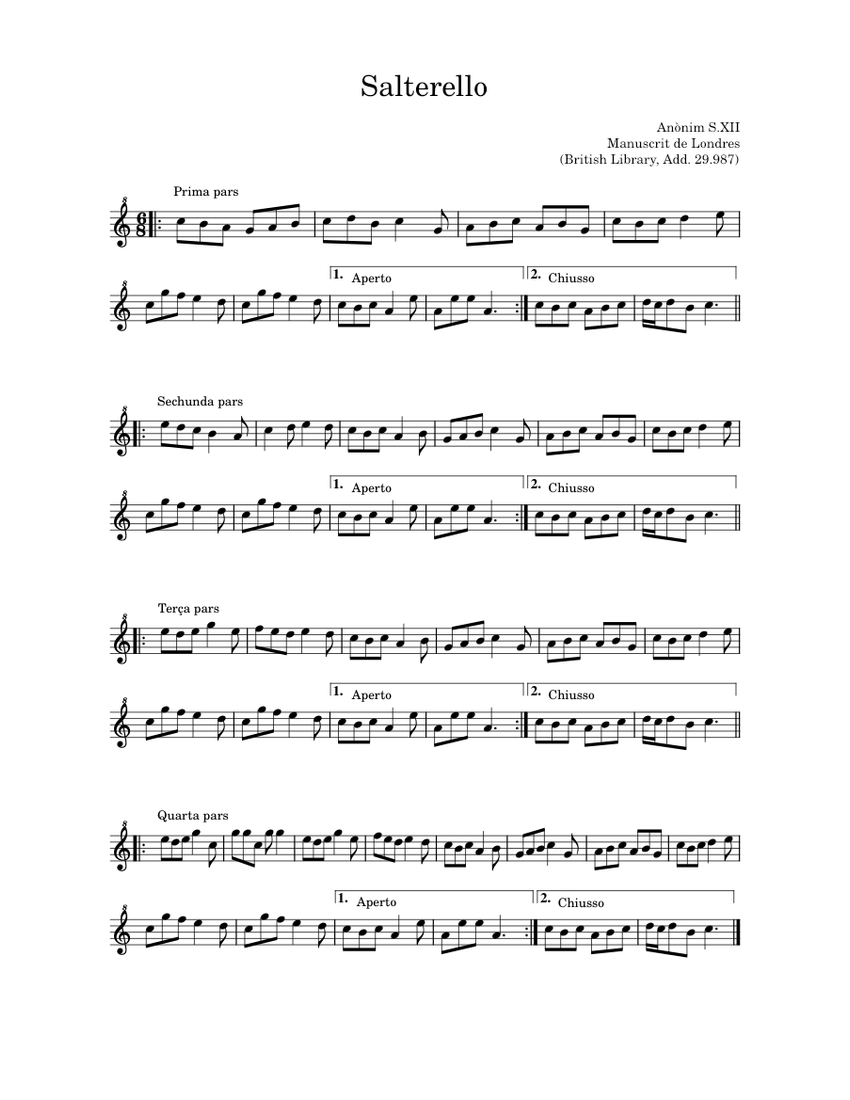 Saltarello Sheet music for Recorder (Solo) | Musescore.com