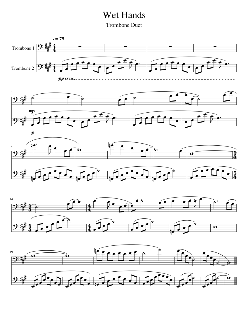 Minecraft: Wet Hands - Trombone Duet Sheet Music for Trombone (Brass ...