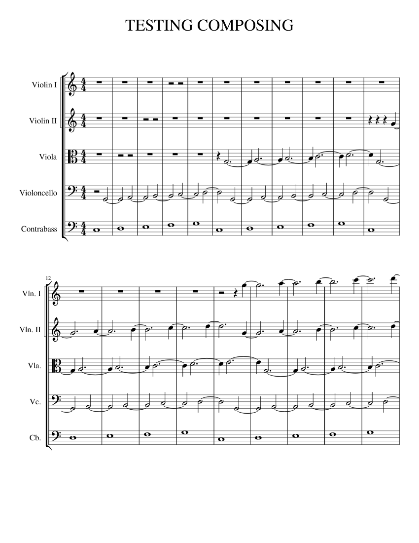 TESTING_COMPOSING Sheet music for Contrabass, Violin, Viola, Cello ...