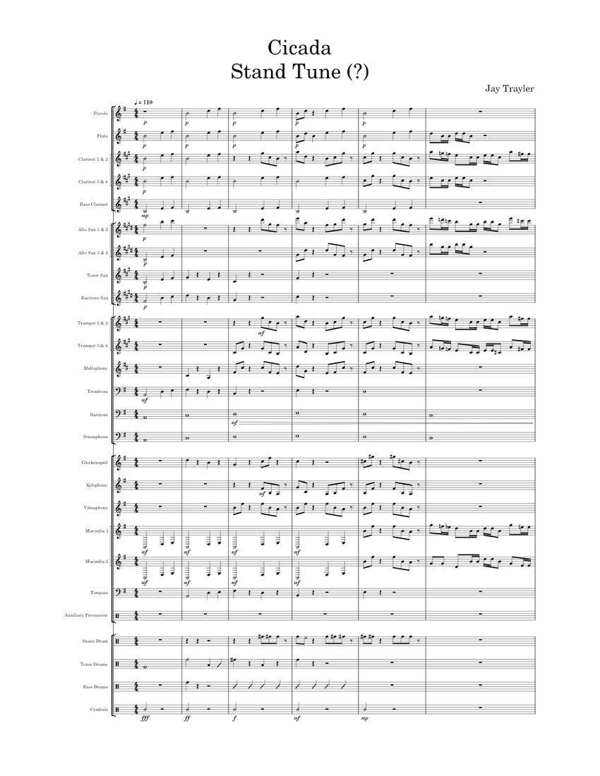 The Cicada's Call Sheet music for Trombone, Flute piccolo, Flute, Clarinet in b-flat & more ...