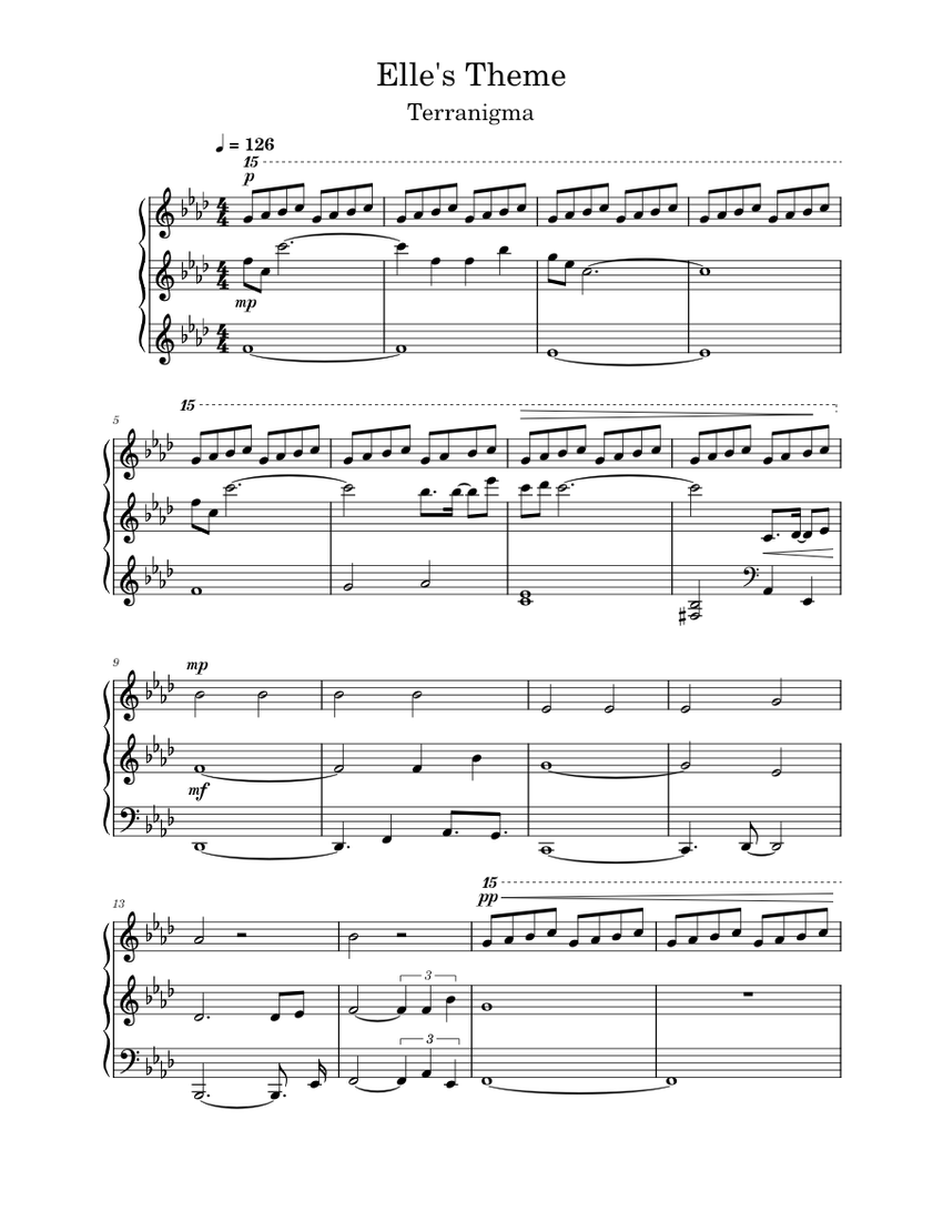 Elle's Theme – Terranigma Sheet Music for Piano (Piano Duo) | MuseScore.com