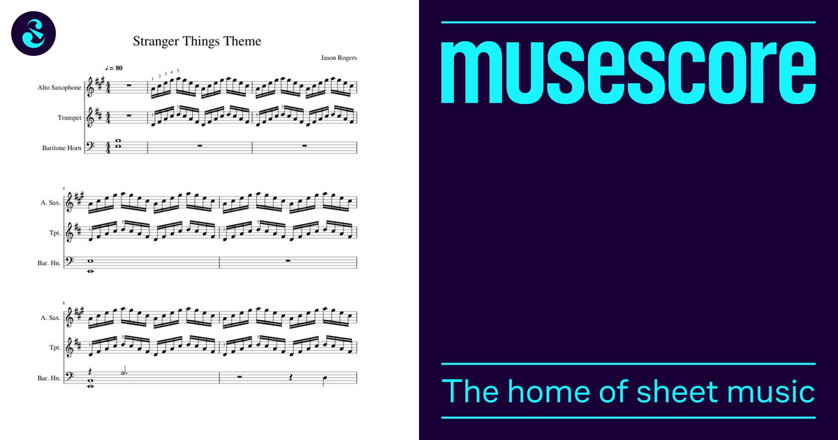 Stranger Things theme Sheet Music for Saxophone alto, Baritone horn ...