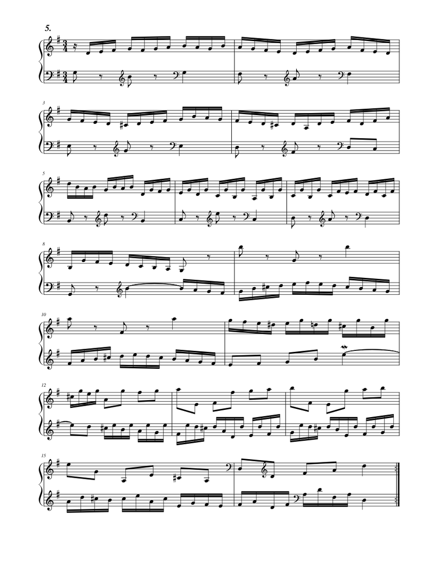 Goldberg Variations 5 Sheet Music for Piano (Solo) | MuseScore.com